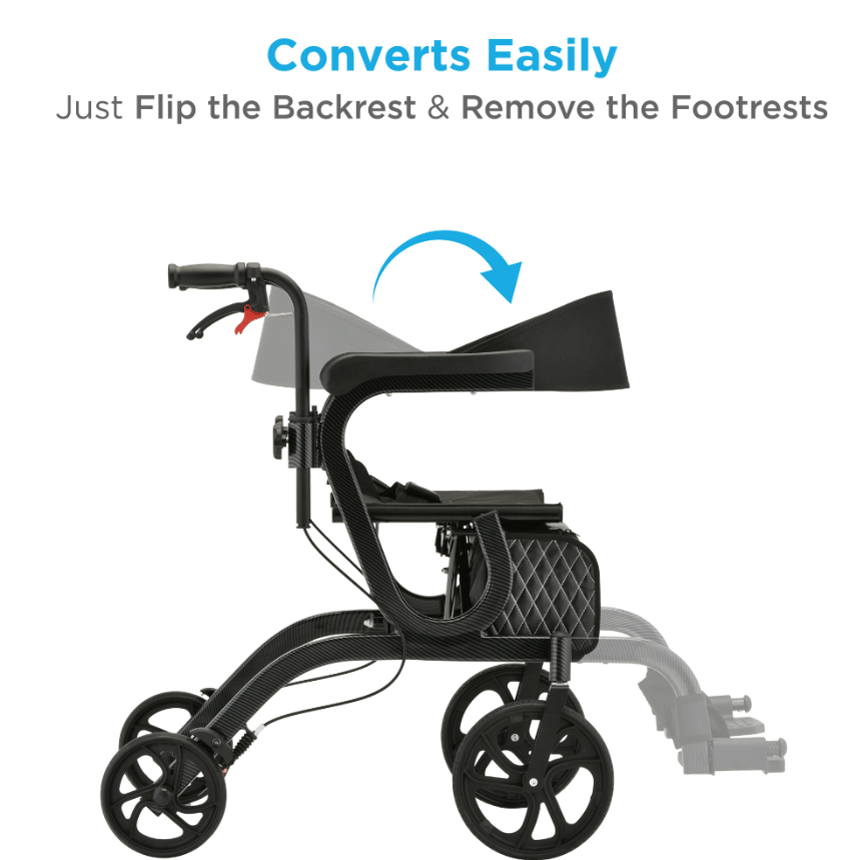 Nova Gemini 2 in 1 Rollator Transport Chair - Nova Specialty Walkers